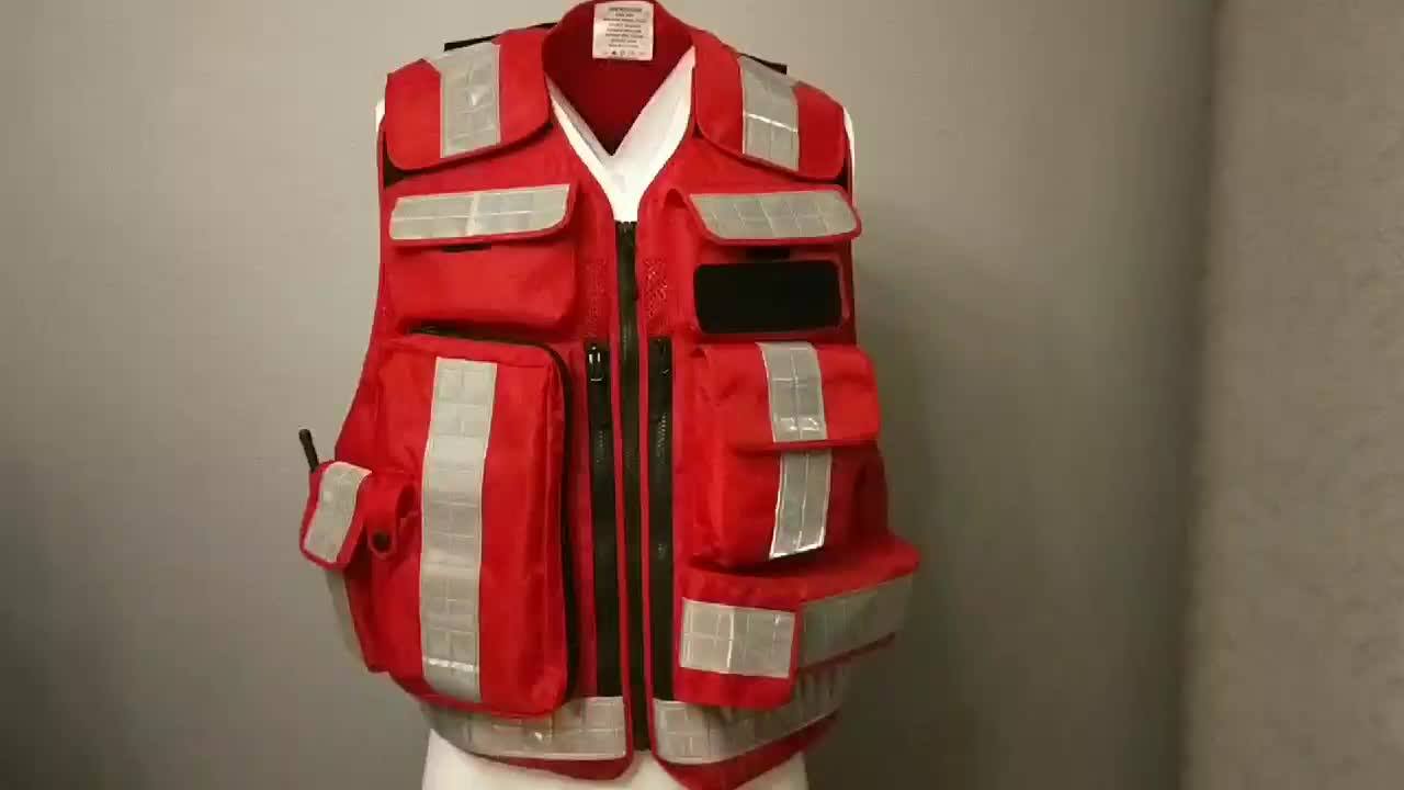 Red Reflective Safety Polyester Paramedic Ambulance First Aid Emt Ems ...