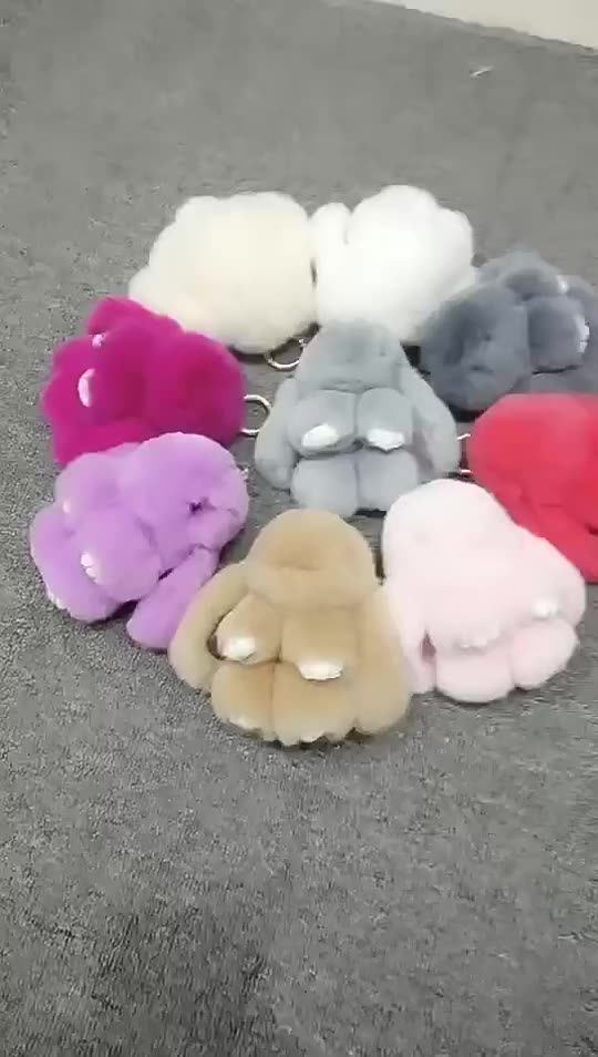15cm Stuffed Animal Bunny Keychain Rabbit Fur Plush Toy Fluffy Soft ...