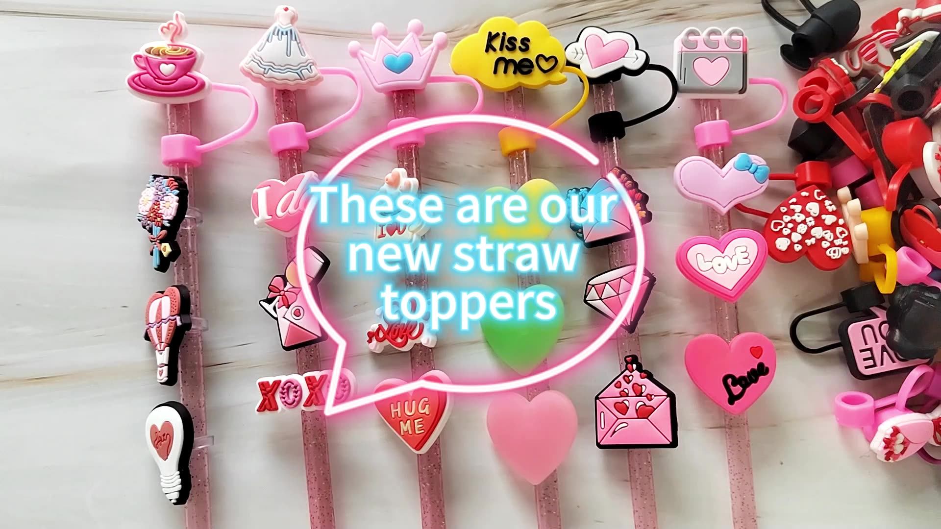 New Design Pvc Charm Straw Topper For Decoration Custom Straw Topper ...