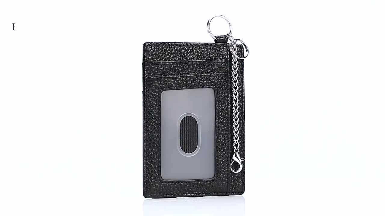 Designer Genuine Leather Id Card Holder Key Chain Keychain Rfid Anti ...