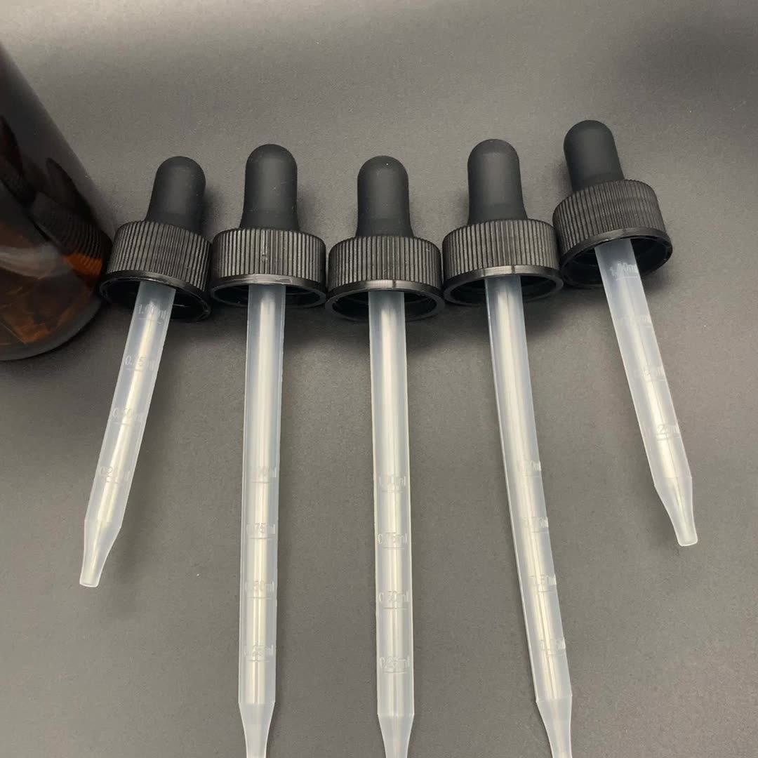 20mm Black Plastic Ribbed Measuring Dropper For Boston Round Glass ...