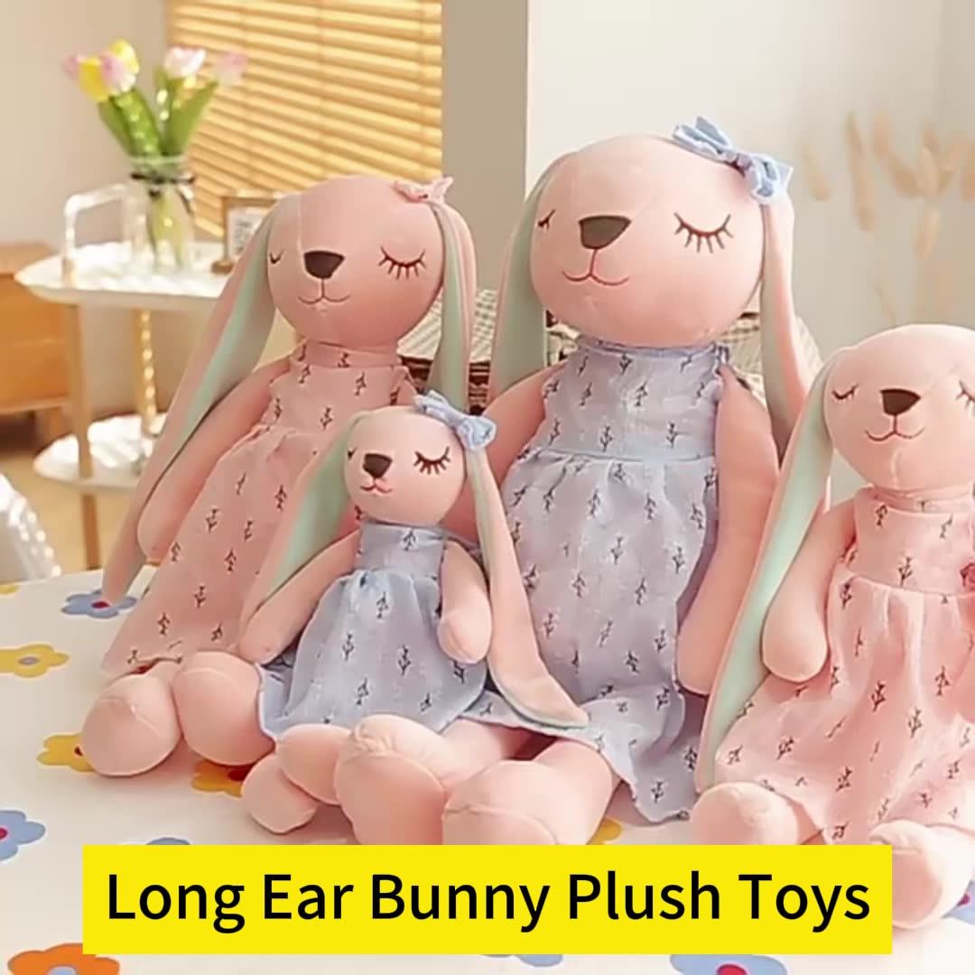 Sweet Soft Blue Pink Skirt Bunny Plushies Adults Kids Gifts Long Ear ...