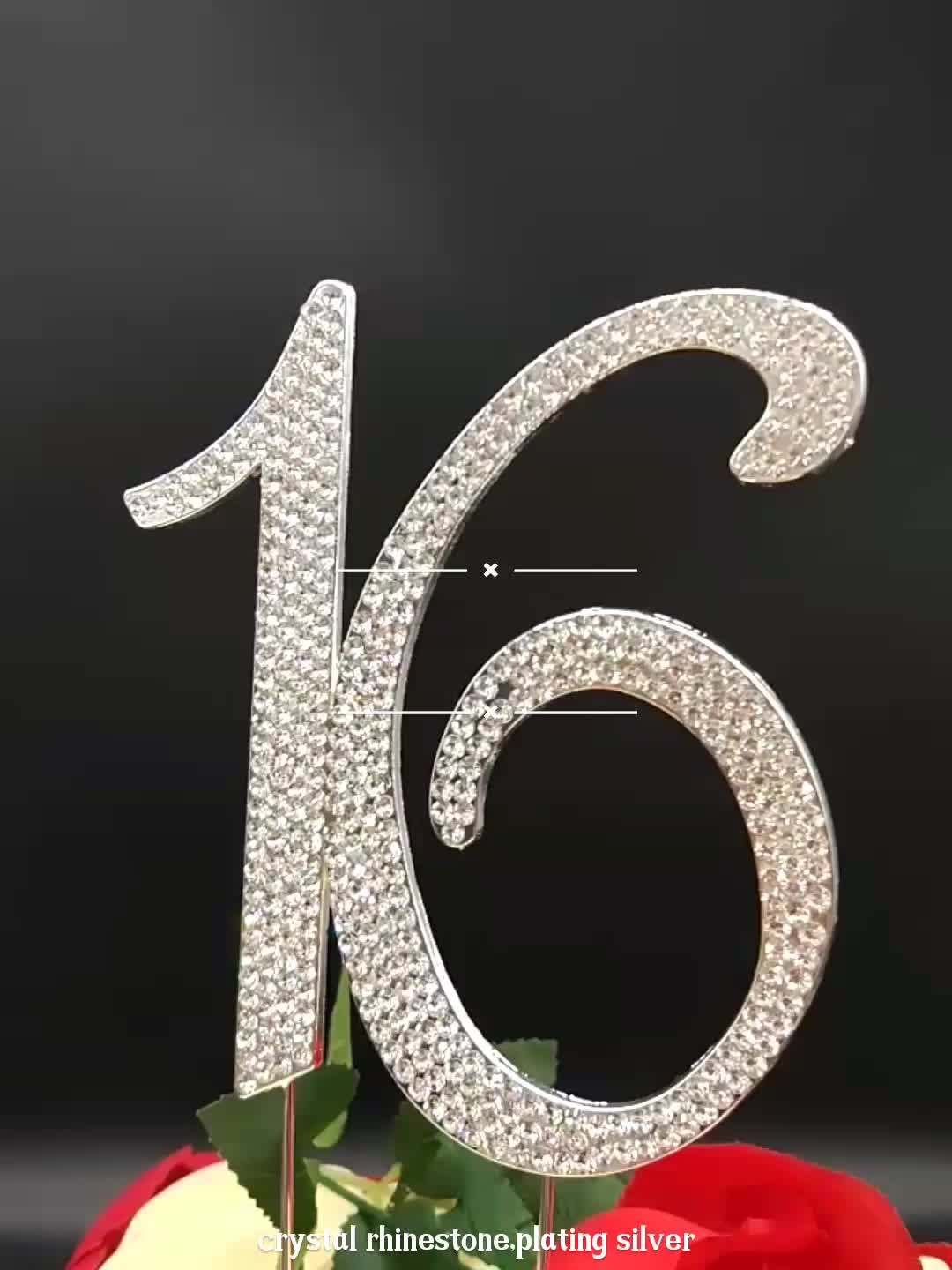 Large Sparkling Gold Rhinestone 50th Happy Birthday Cake Topper - Buy ...
