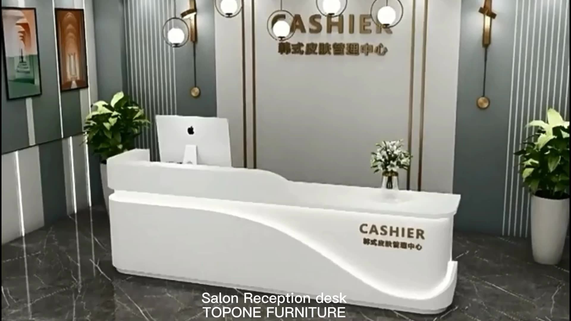 Beauty Salon Reception Desk Pink Cashier Counter Simple Modern Clothing ...