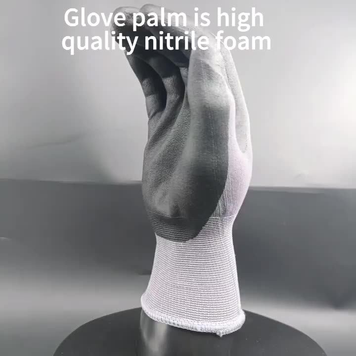 High Performance Anti-impact Nitrile Foam Coated Polyester Gloves Anti ...