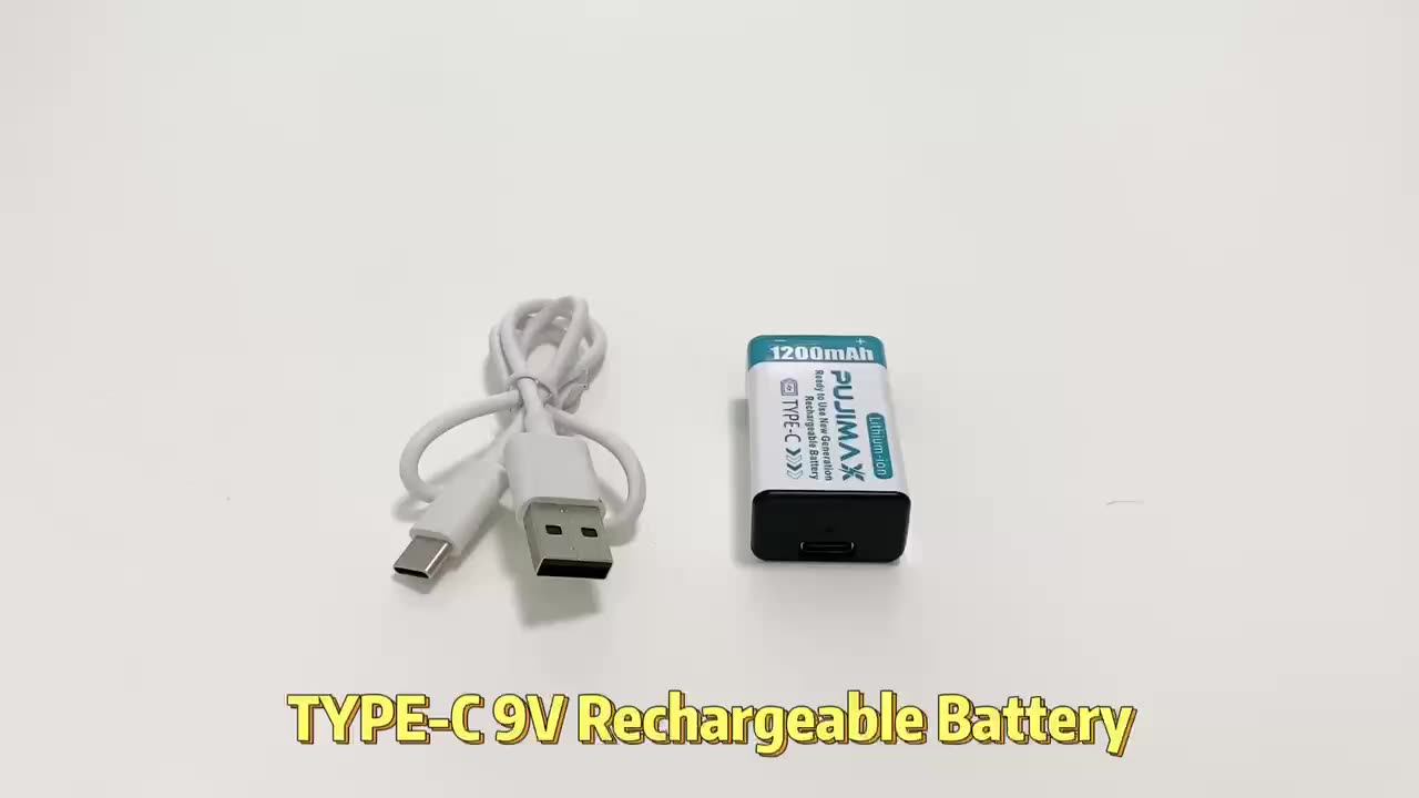 Pujimax 1pcs 9v Rechargeable Battery Type C 6f22 9v Lithium Battery ...