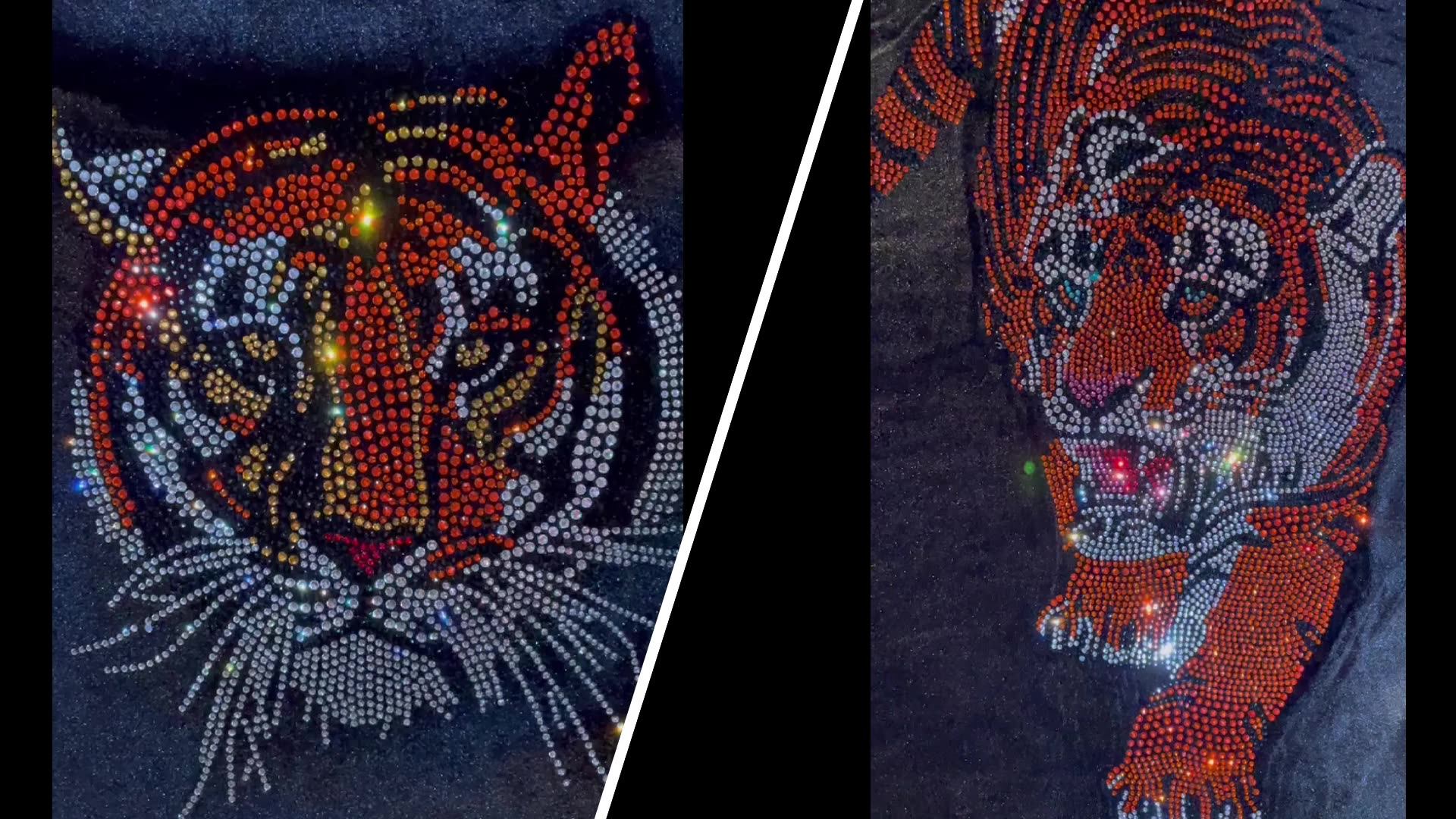 Tiger Head Rhinestone Transfers Iron On Hotfix Rhinestone Motif Design ...