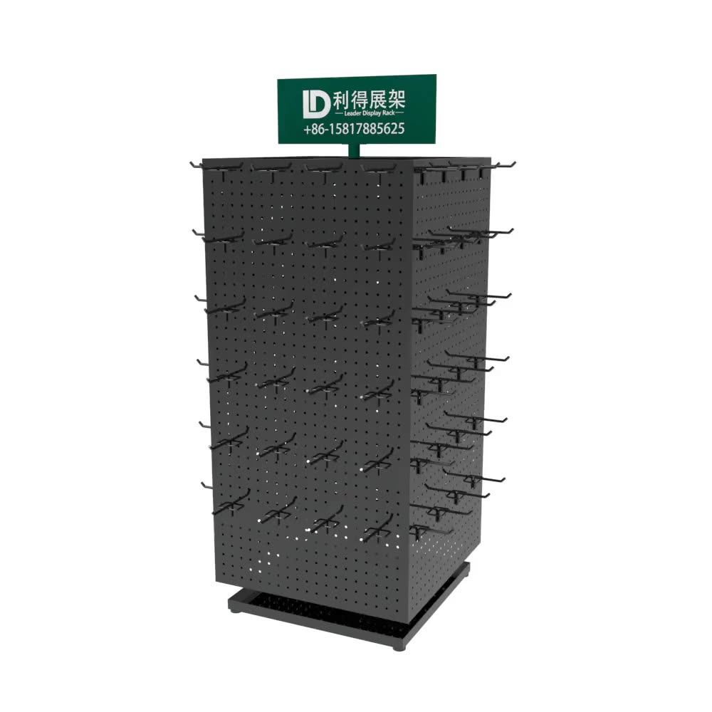Rotating Table Four Sided Metal Pegboard Rotating Display Stand ...