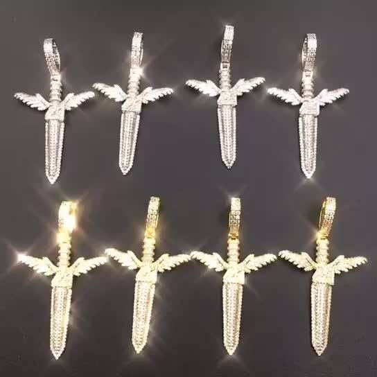 21 Savage Rap Hiphop Jewelry Gold Angel Sword Wing Pendant Rope Chain ...