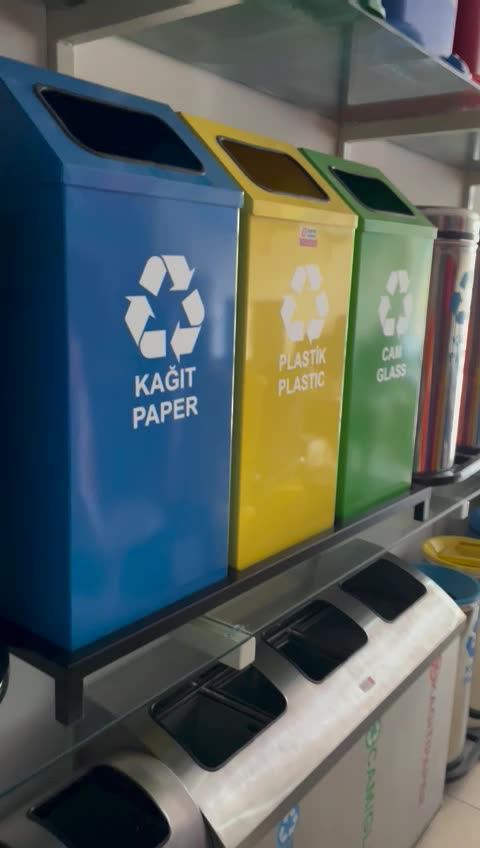 Zero Waste Recycling Bin Transparent Glass Matt Stainless 4 Compartment ...