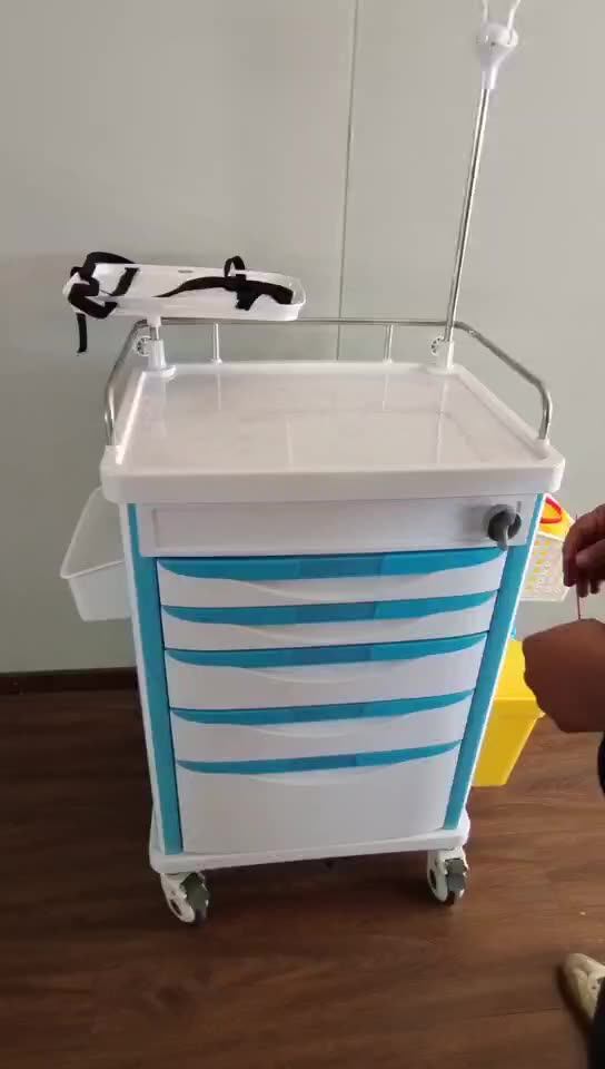 Bt-ey005 Hospital Emergency Crash Cart Instrument Trolley With Drawer ...
