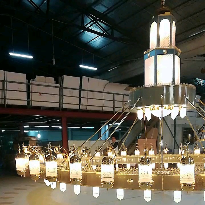 Mosque Large Light Gold Islamic Project Chandelier Steel Lamp Lighting ...