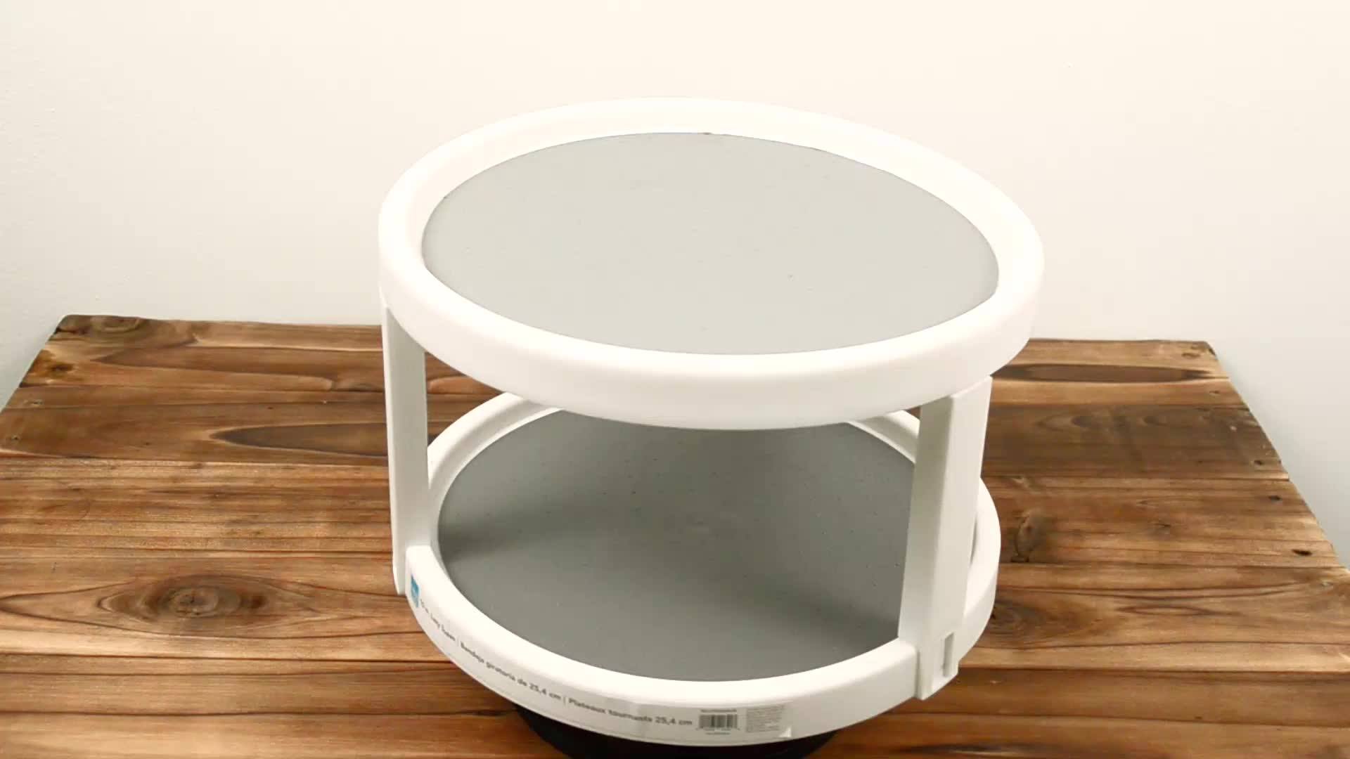 Twin Turntable Cabinet Collection 2-levels Non-slip Lining Wide Base ...