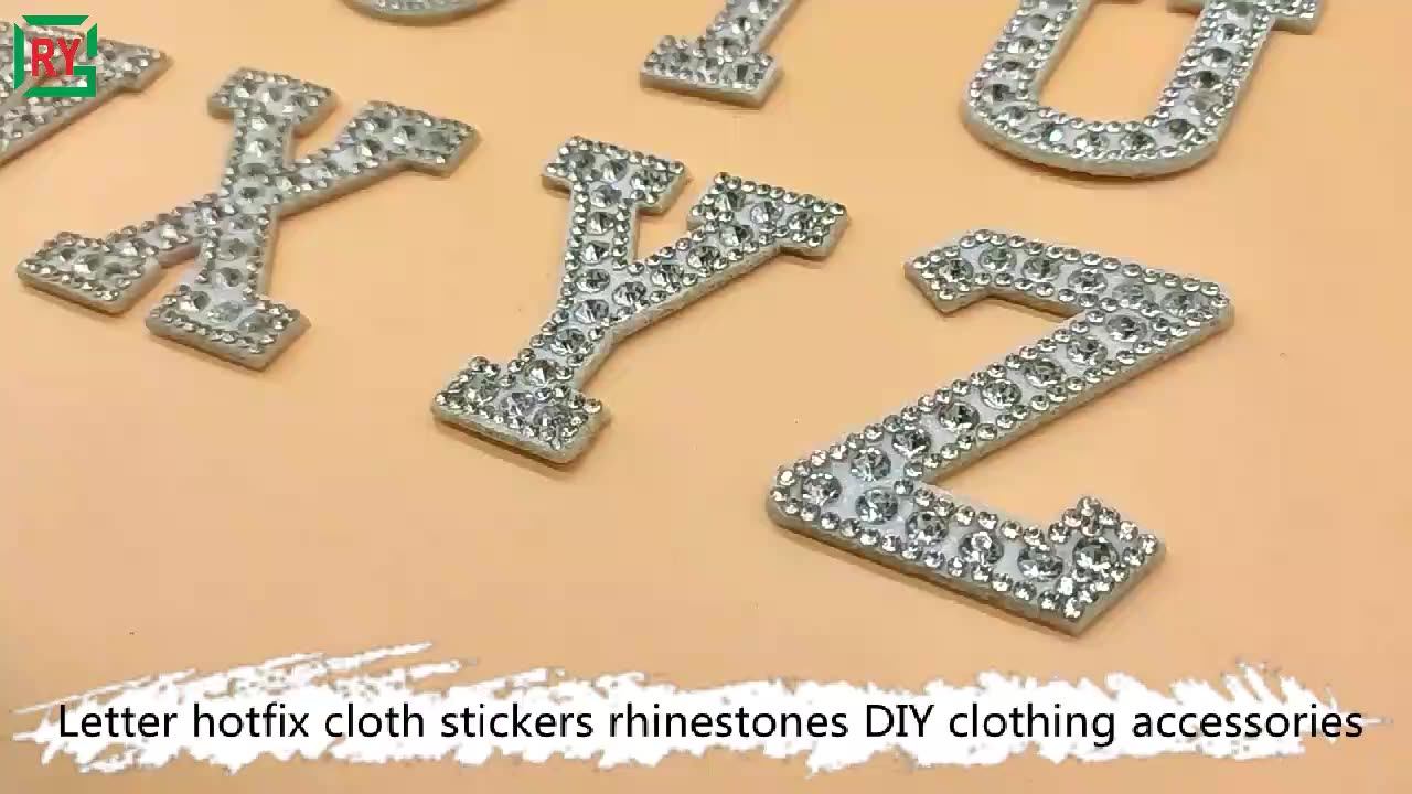 Hotfix Glass Rhinestone 26 Letters Alphabet Print Flat Back Stickers ...
