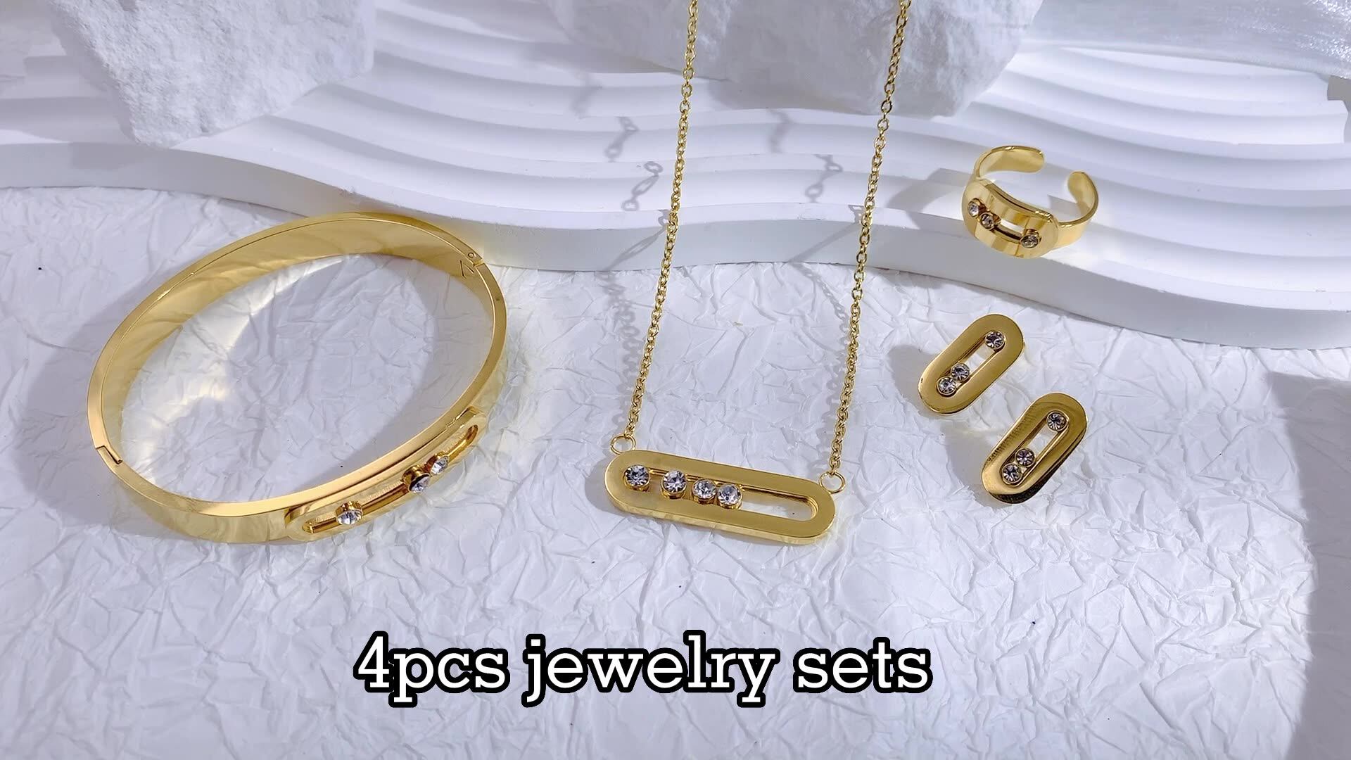 Custom Women 18k Gold Plated Designer Jewelry Set Luxury Waterproof ...