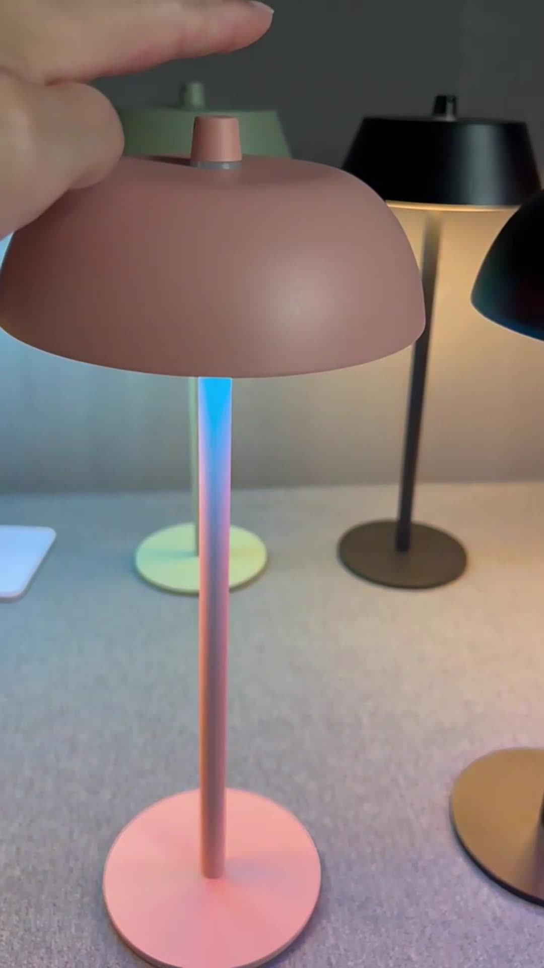 Simple Led Rechargeable Touch Metal Table Lamp Three Colors Bedside ...