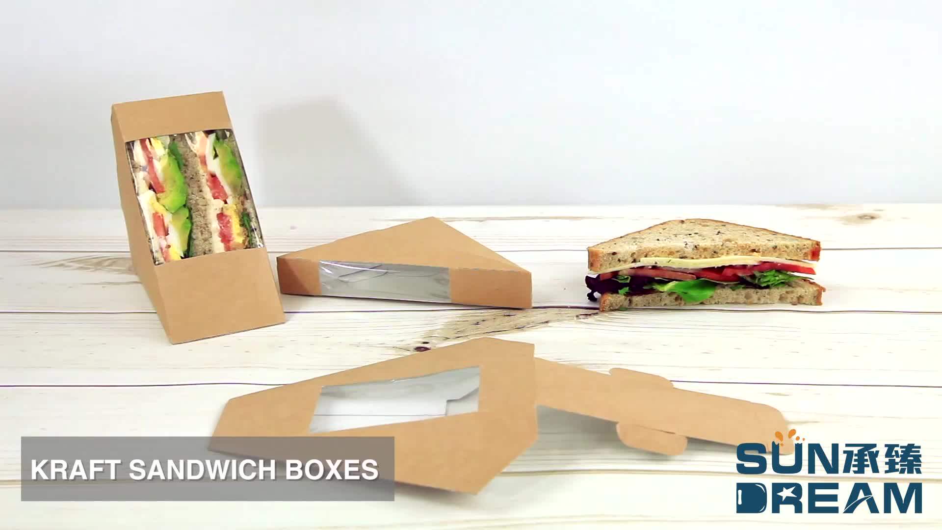 Custom Triangular Shape Kraft Paper Sandwich Food Packaging Container ...