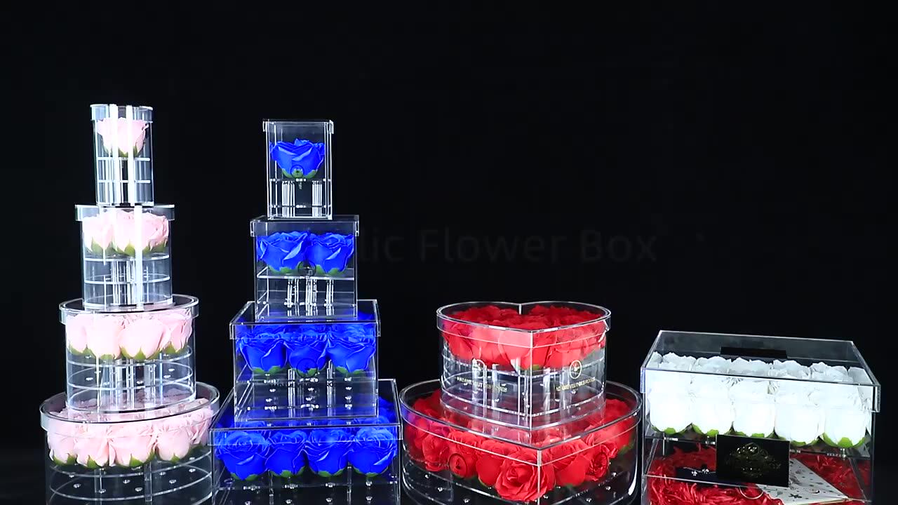 High Quality Transparent Preserved Rose Rectangle Packaging Box ...