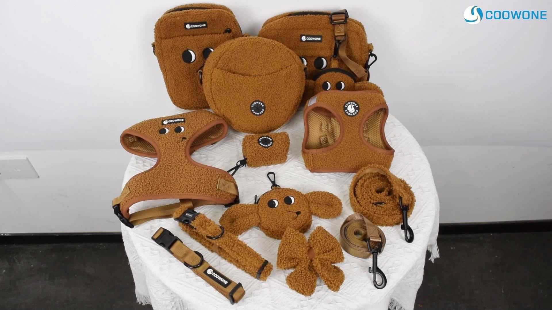 Custom Teddy Bear Dog Harness Set Fluffy Harness Dog Leash And Collar ...