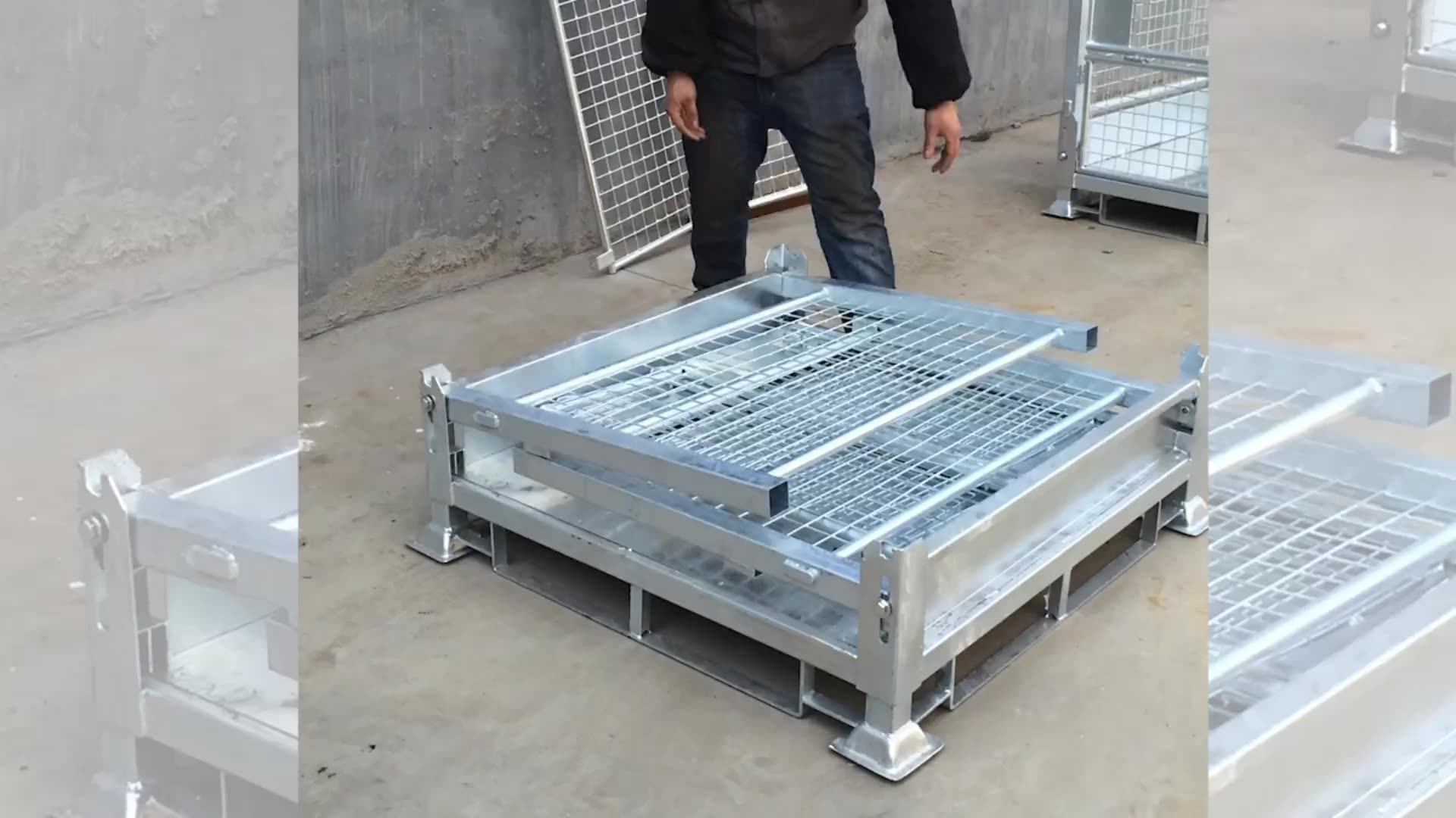 Heavy Duty Collapsible Galvanized Stacking Wire Mesh Pallets Container ...