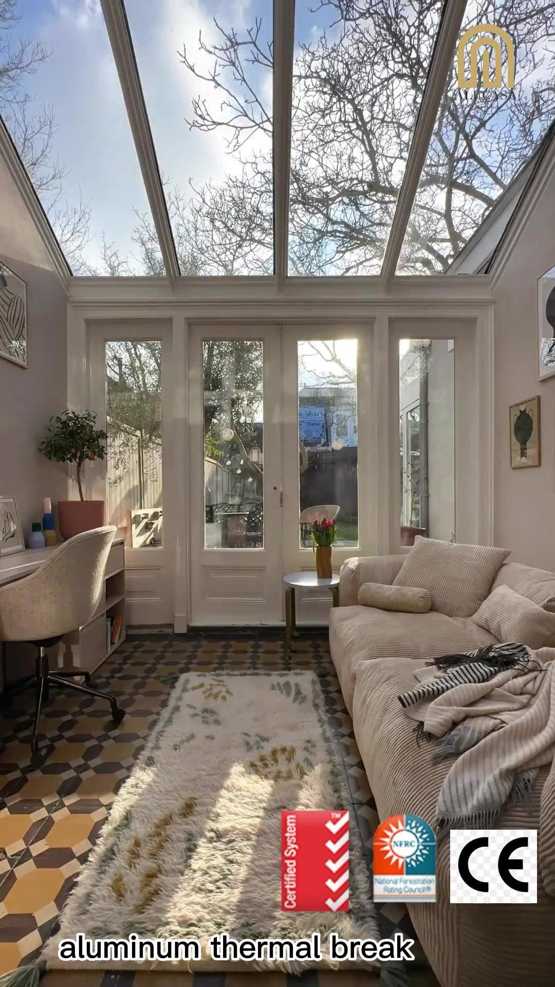 Alucasa Low-e Prefabricated Glass Veranda Sunrooms Aluminium Garden ...