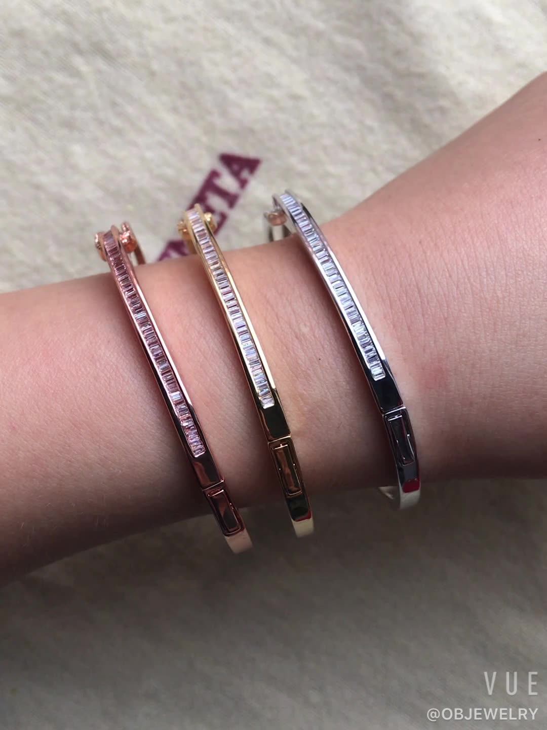 Fashionable Gold Plated Clear Zircon Women Bangle Custom Rose Gold ...