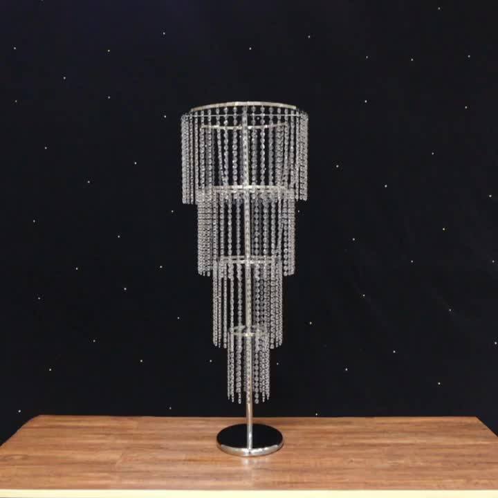 Tall Silver Metal Flower Stand,Crystal Wedding Centerpieces For Aisle ...