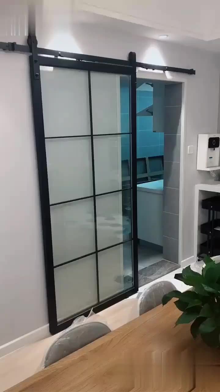 Modern Design Matt Black Interior Sliding Door Barn Style Glass Door ...