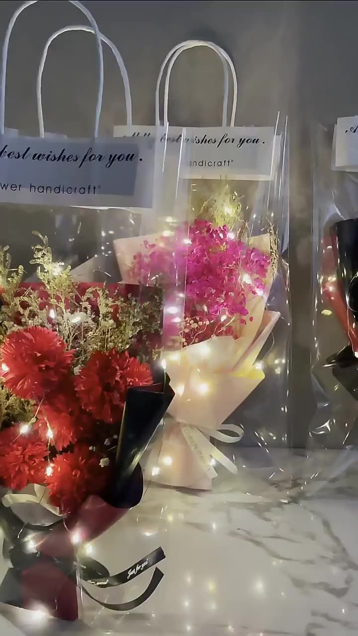 2024 Led Flowers Bouquet Handmade Knitted Bouquet With Fairy String ...