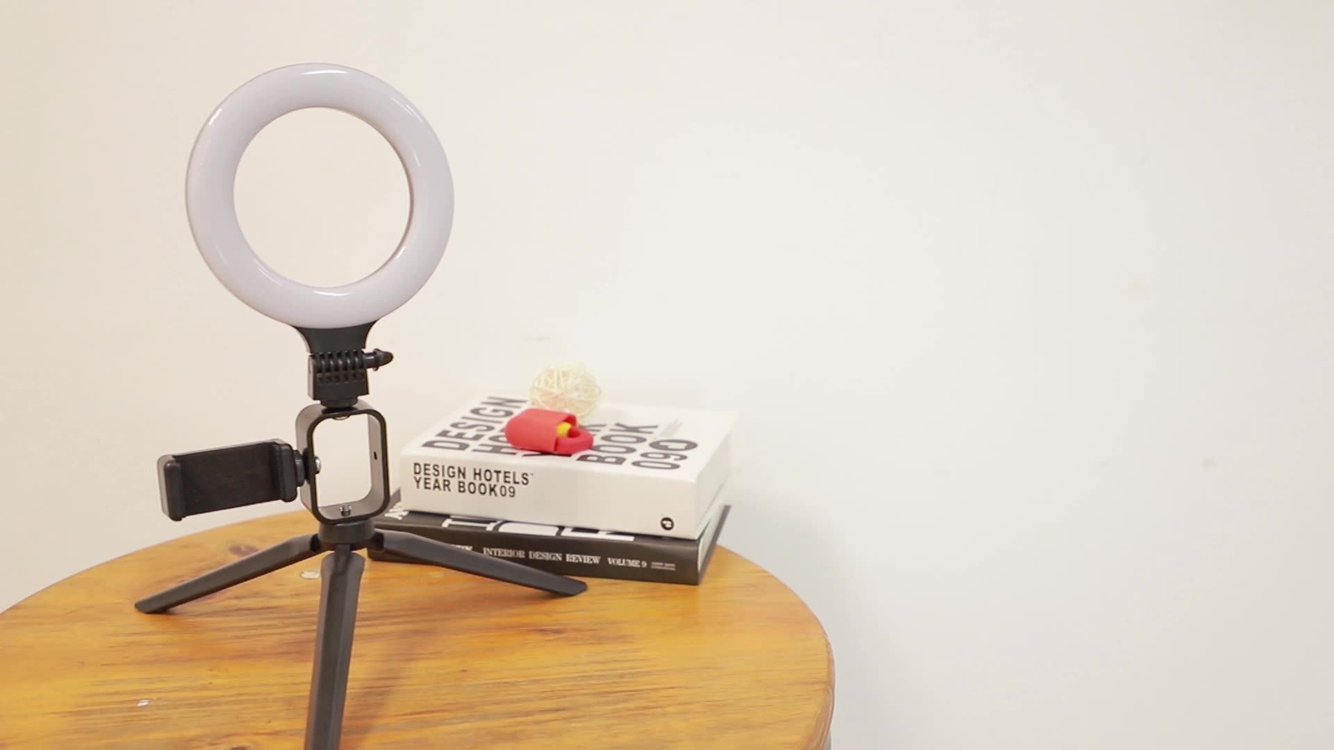 Dimmable Desktop Ring Lamp Studio Camera Led Ring Light 6" With Tripod ...
