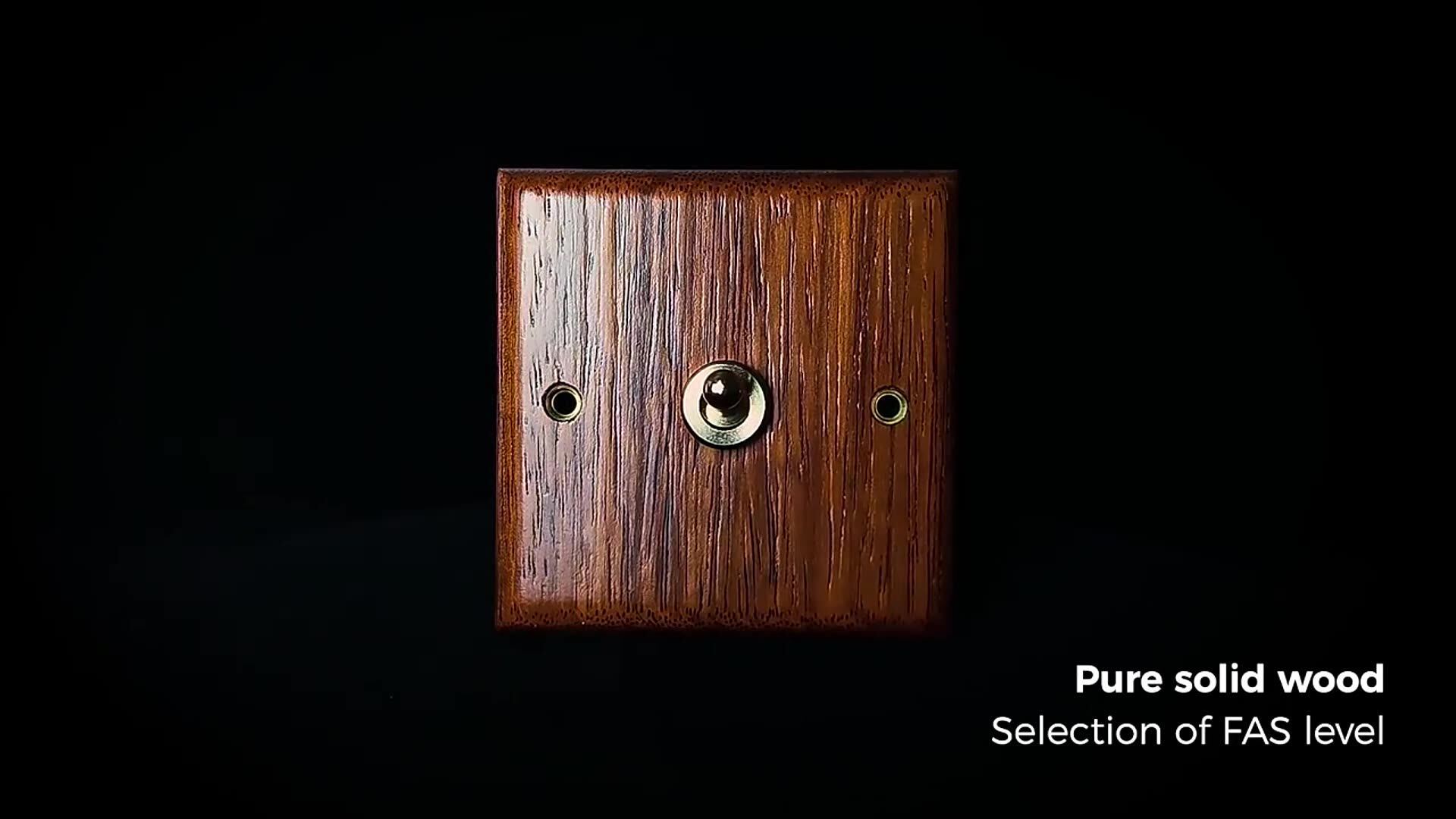 Retro Vintage Solid Wood Panel Metal Brass Lever Electrical Items Momentary Reset Curtain Light ...