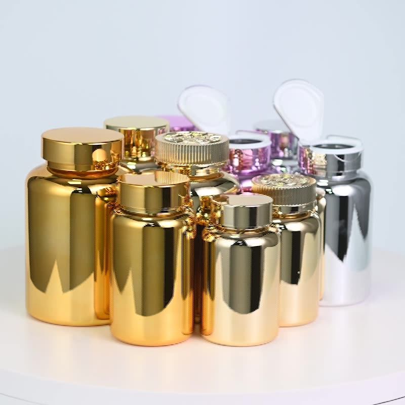 Wholesale Gold Plastic Bottle Pill Capsule Medicine Container Vitamin ...
