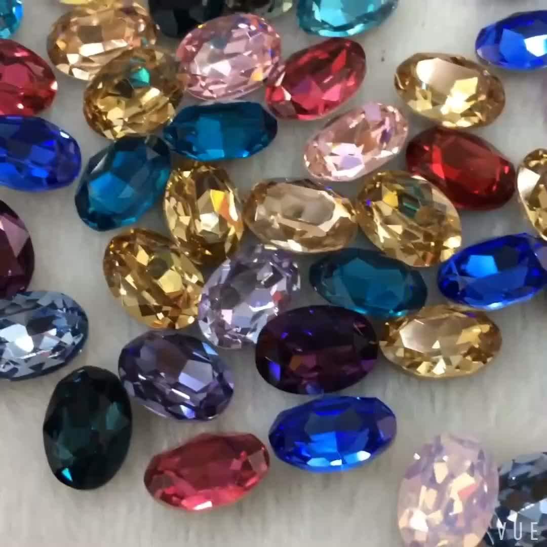 Glass Rhinestones Oval Crystal Stones For Clothes Decoration - Buy ...