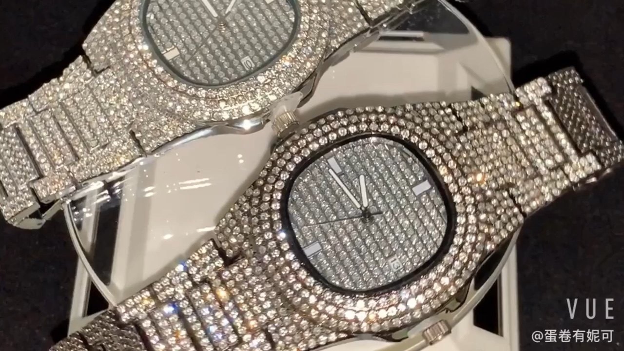 Hip Hop Mens Watches Fashion Diamond Iced Out Cuban Chain Gold Silver ...