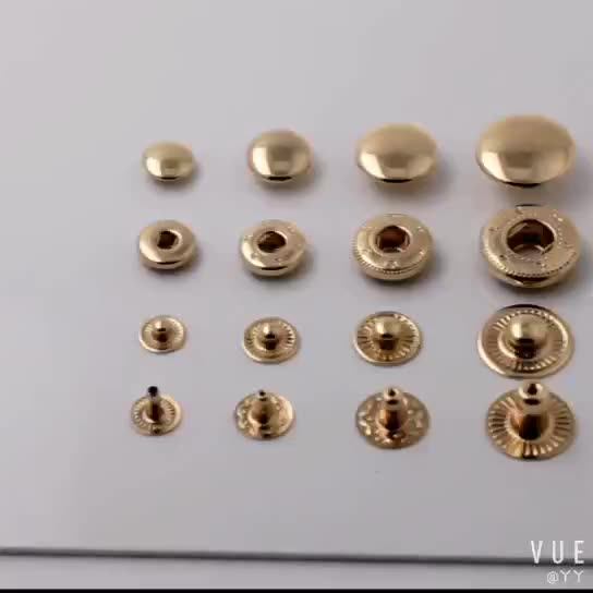 8mm Gold Plating Fastener Snap Button For Garments Handbags Purses ...