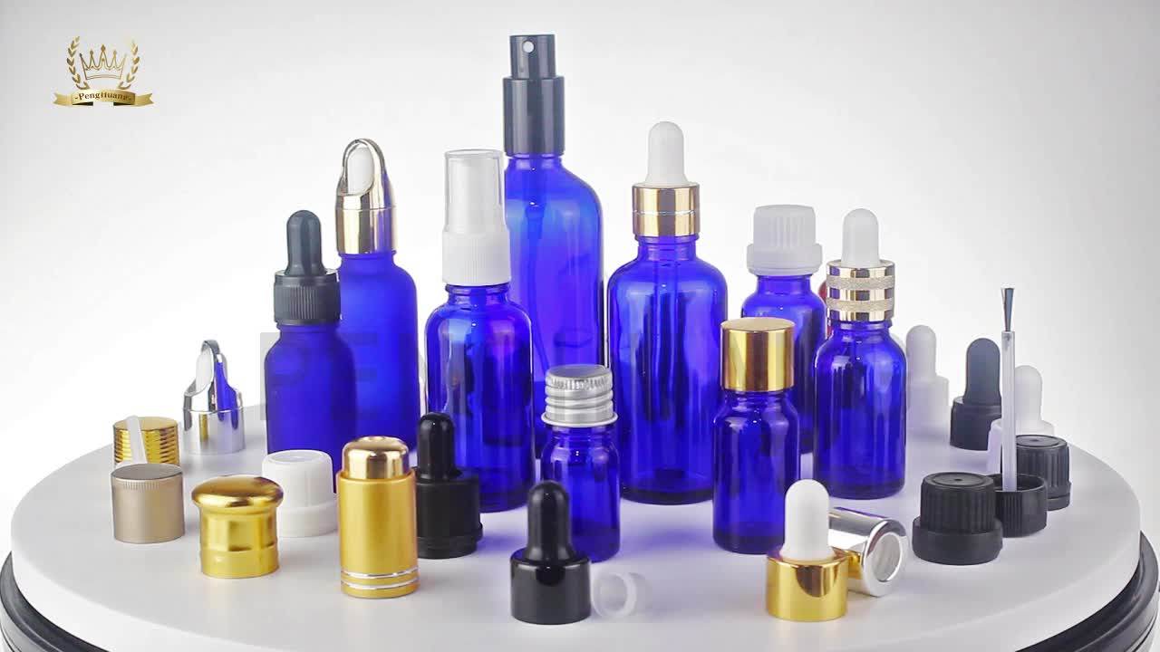 Fancy Blue Glass Bottles For Cosmetics 30ml Glass Bottle Lotion Face ...