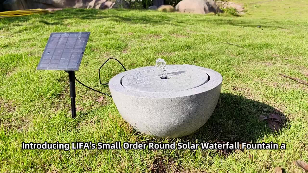Small Order Round Solar Waterfall Fountain Resin Outdoor Garden Water ...