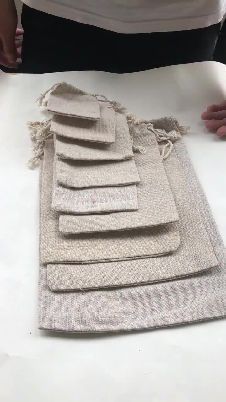 9*12cm White Cotton Canvas Bag Reusable Mini Muslin Canvas Cloth ...