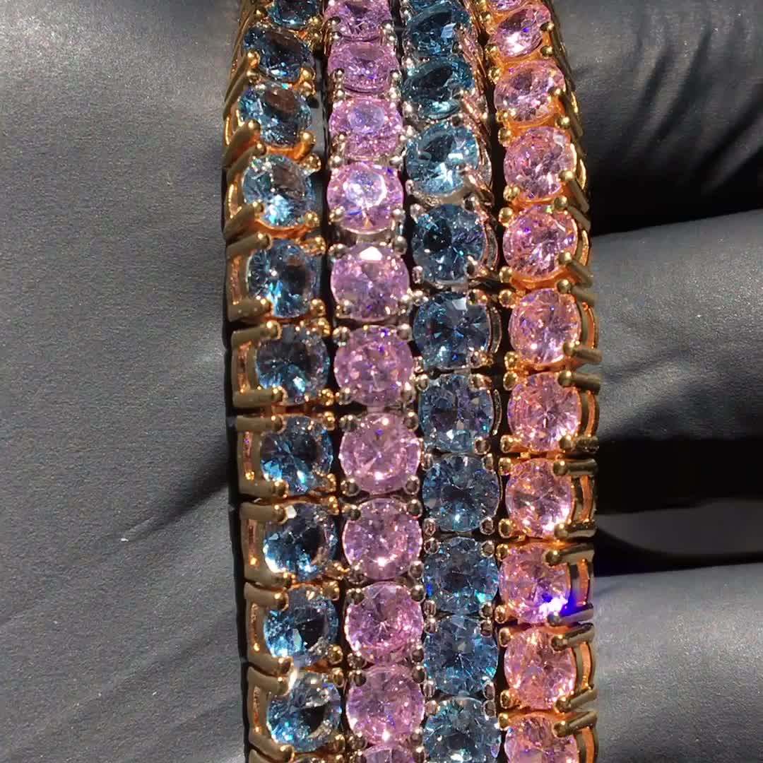 4mm Iced Out Baby Blue Cz Tennis Chain Necklace Wholesale Bling Bling ...