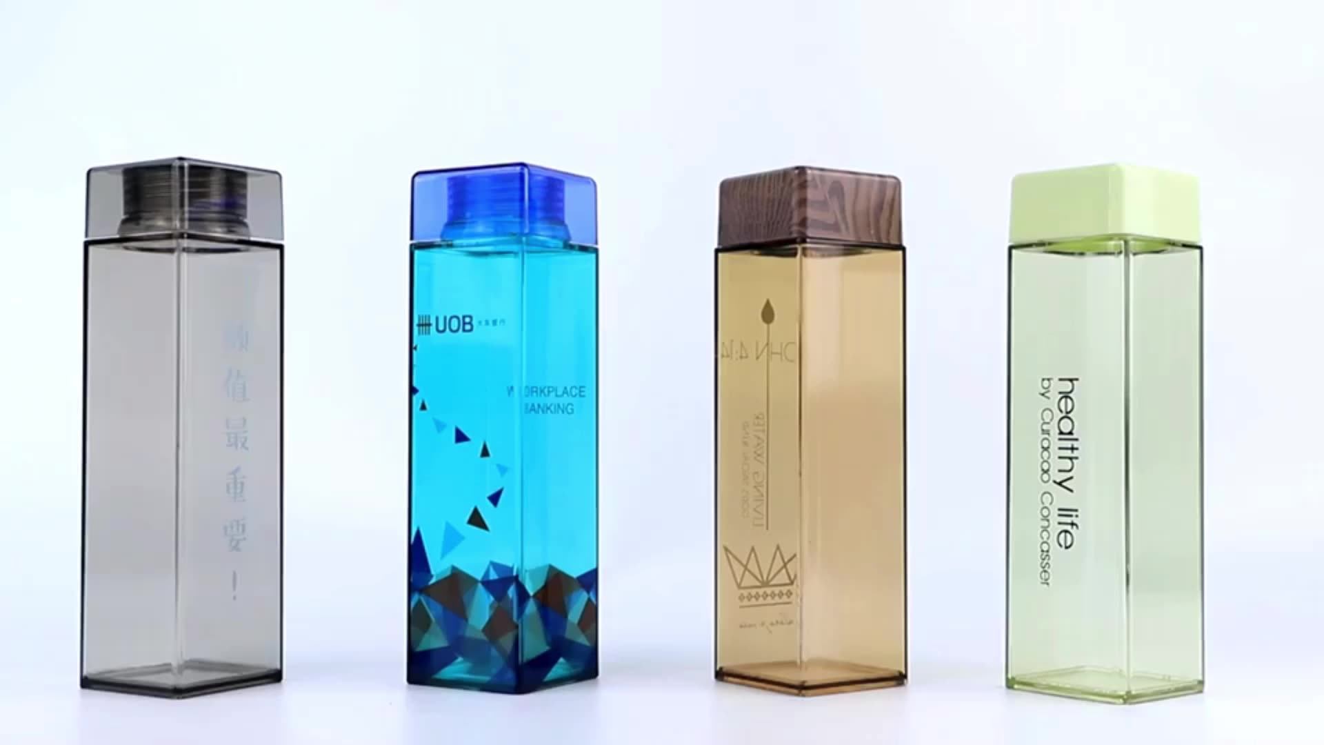 500ml Square Shaped Drinking Water Bottle Imitate Wood Lid Plastic ...