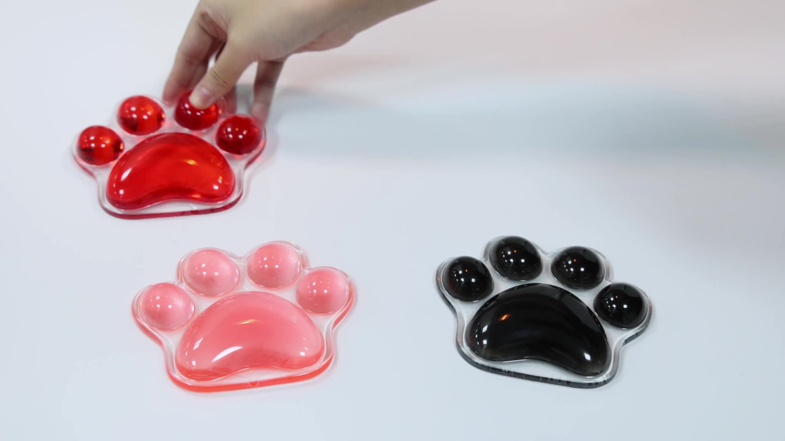 Pink Gel Wrist Rest Transparent Mini Cat Paw Cute Transparent Mouse Pad ...