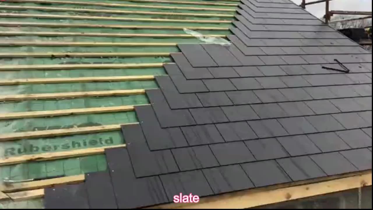 Europe Slate Roof Tile Pop Natural Material Black Modern Villa Wall ...