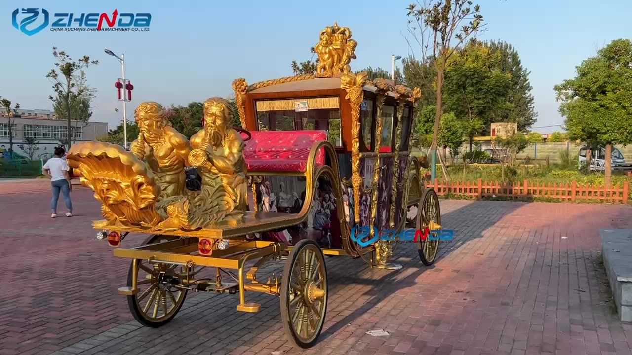 Luxury Golden Wedding Horse Wagon/oem Electric Royal Carriage/retro ...