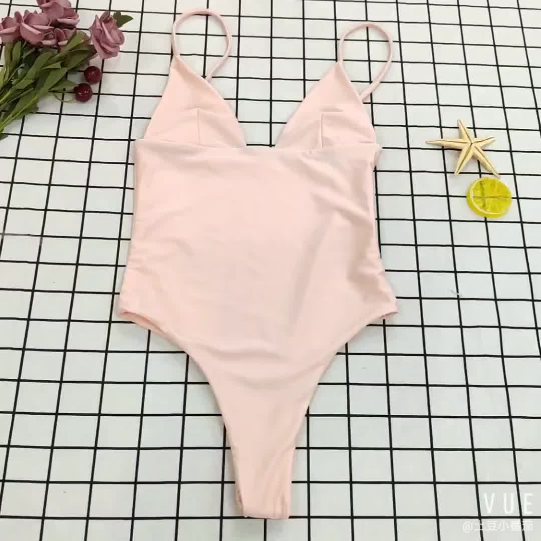 Womens High Cut One Piece Backless Thong Brazilian Bikini Swimsuits