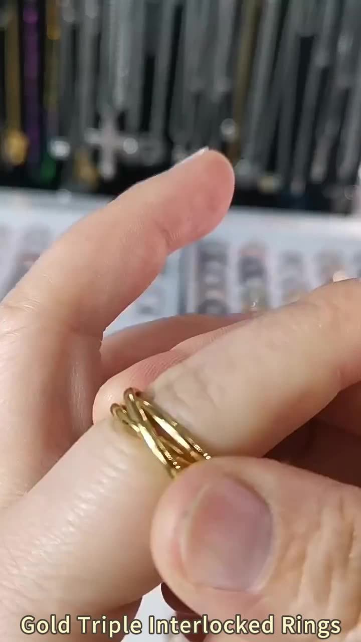 Rolling Anxiety Dome Stacking Band Ring Delicate Looking Stainless Steel Ring Triple Interlocked ...