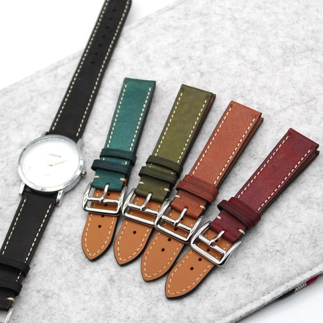 Two Piece Top Grain Leather Watch Strap Luxury Leather Strap 20mm 22mm ...