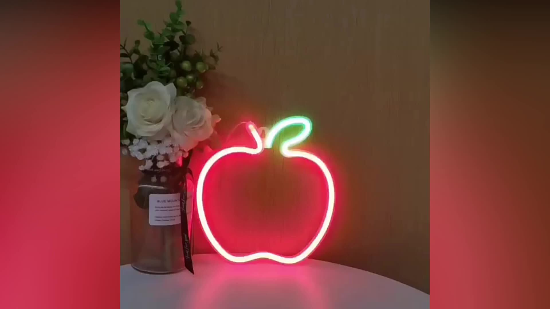 Fruit Hanging Usb/battery Operated Night Lamp Led Apple Logo Neon Sign ...
