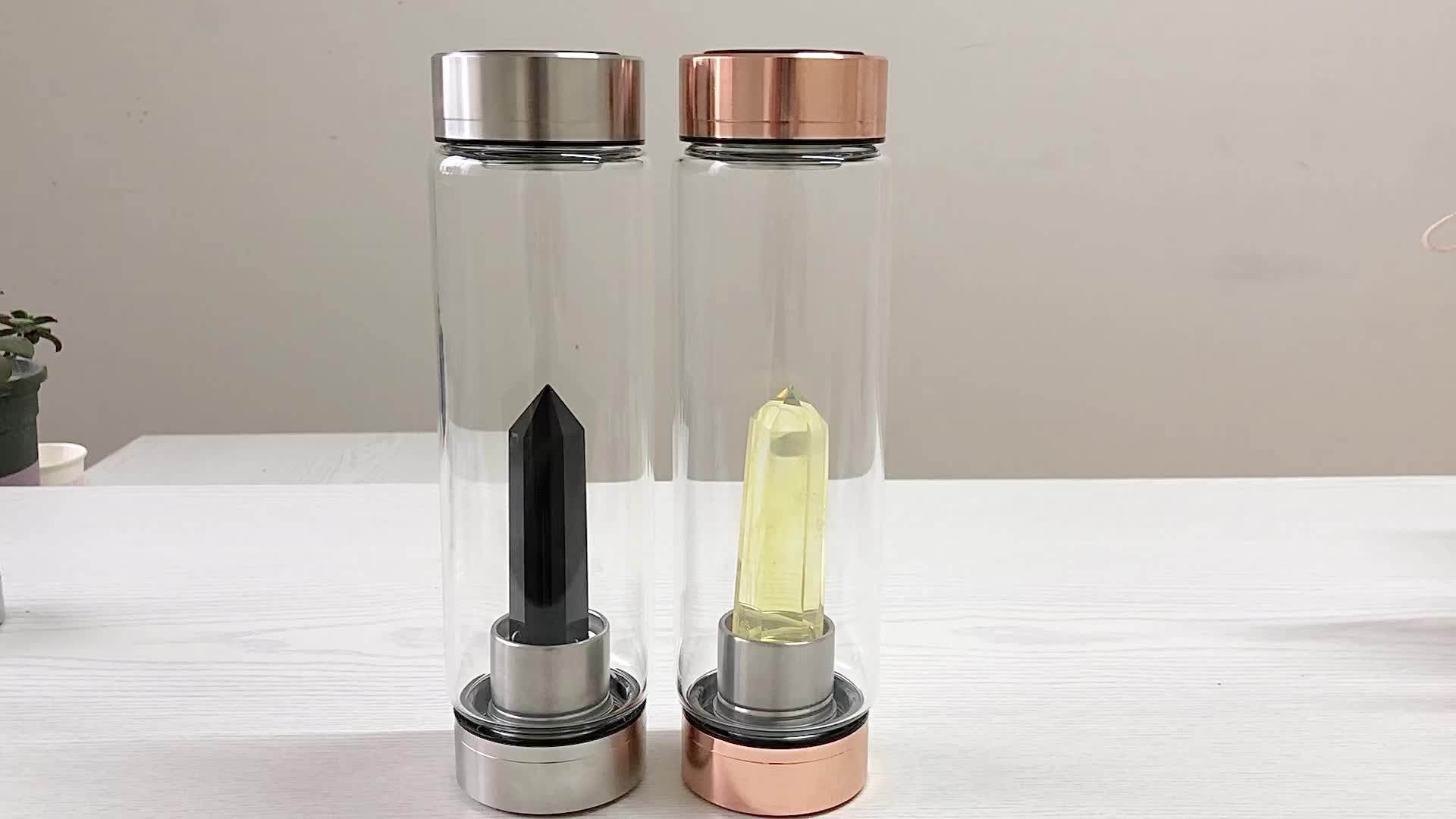 Natural Healing Quartz Crystal Elixir Water Bottle With Crystal Inside ...