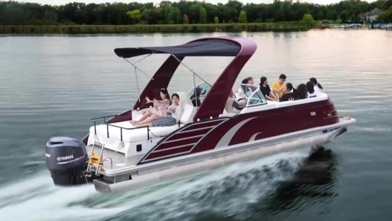 Ecocampor 27ft Sun Lounger Pontoon Boat Party Frp Console Rowing Vessel ...