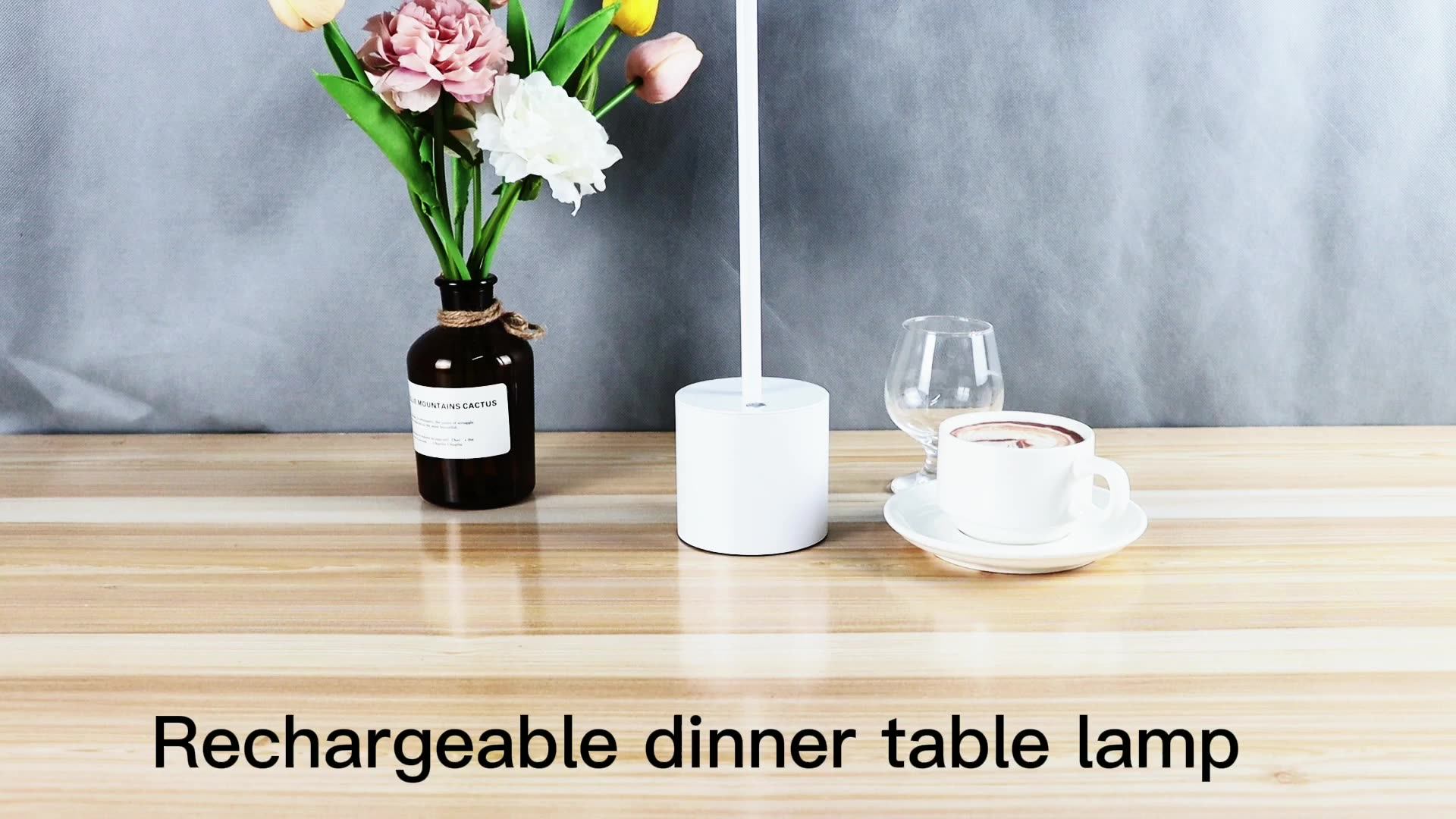 Restaurant White Cordless Rechargeable Aluminum Metal Touch Hotel Bar ...